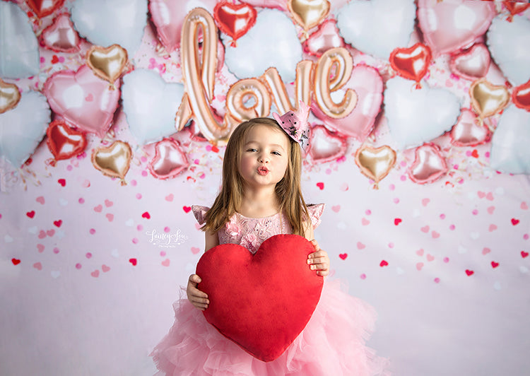 Heart Balloon Valentine's Day Backdrop for Pictures