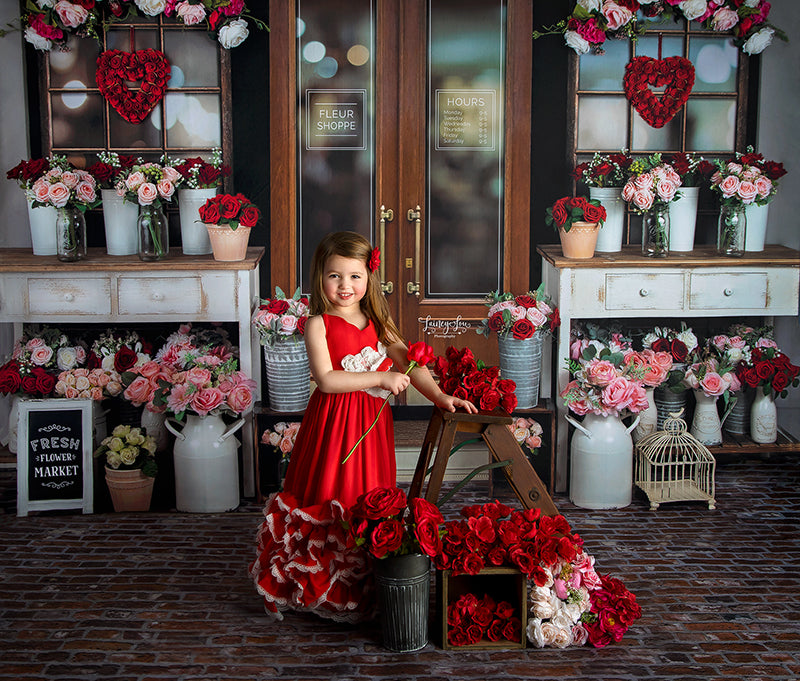 Flower Shop Valentine's Photo Backdrop for Pictures and Mini Sessions