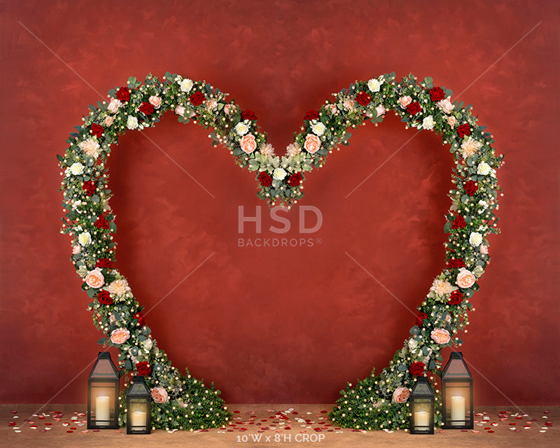 Floral Heart Arch Valentine's Day Backdrop for Photography