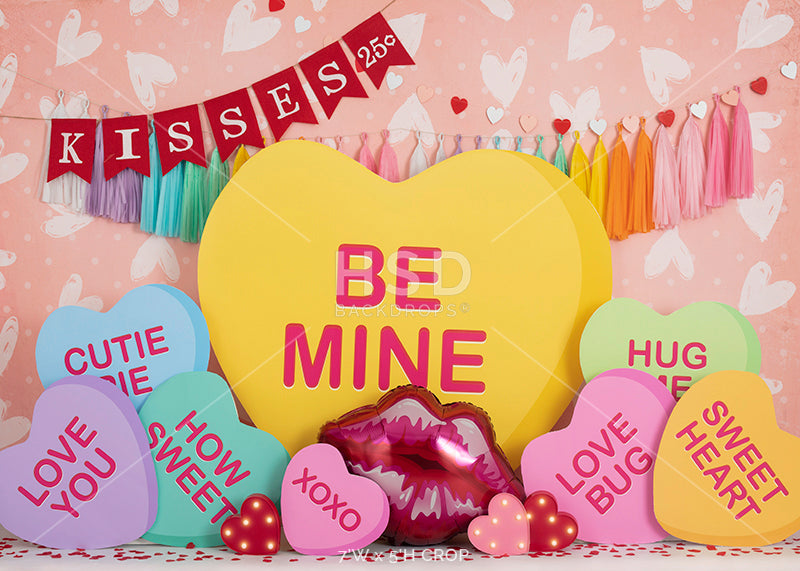Valentine's Day Photo Backdrop with Candy Hearts - Sweet Talk
