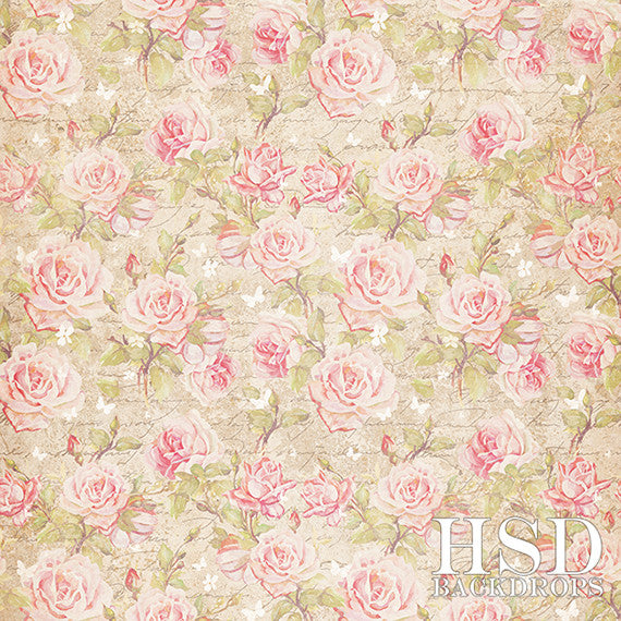 Photography Backdrop Vintage Pink Roses Wall Paper, Vinyl Backdrops