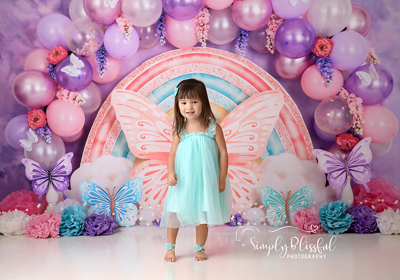 Butterfly Theme Birthday Backdrop for Cake Smash Photos
