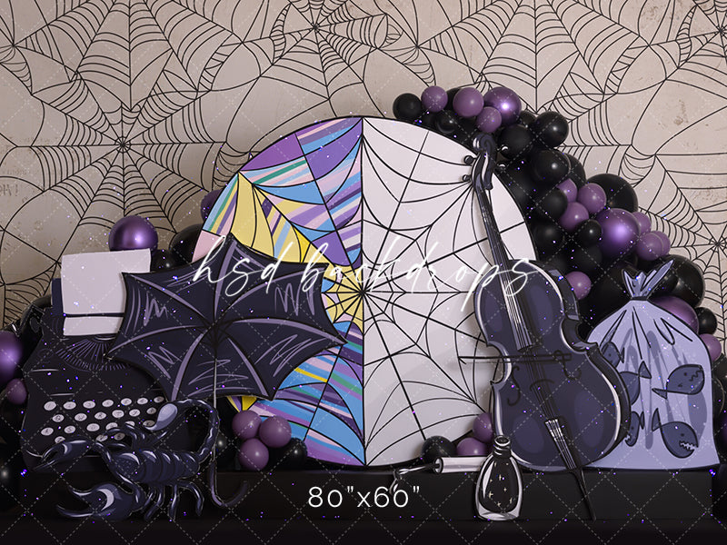 Wednesday Window Photo Backdrop for Halloween Pictures