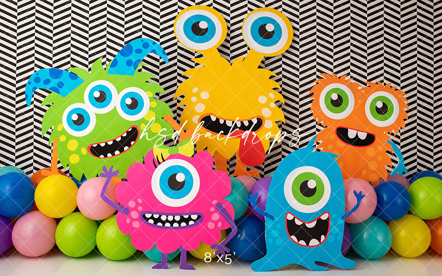 Little Monster Backdrop for Cake Smash Birthday Party Photos