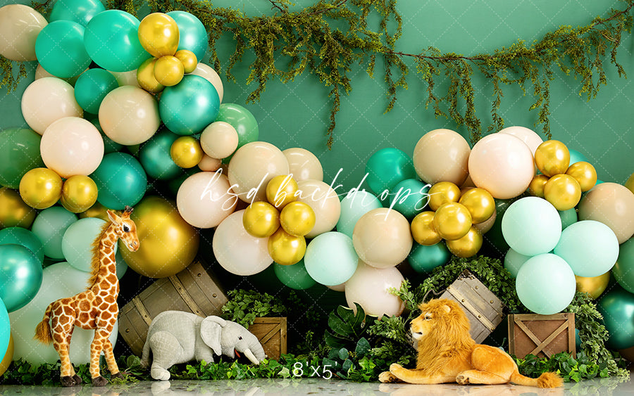 Safari Party | Jungle Theme Birthday Background for Cake Smash